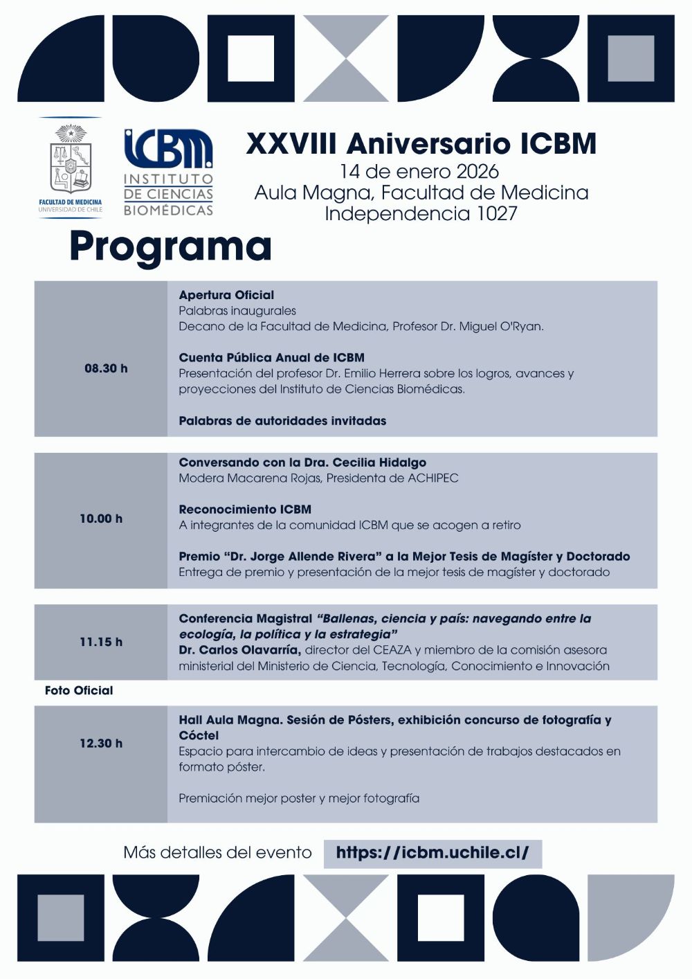Jornada de aniversario XXVIII del Instituto de Ciencias Biomédicas ...